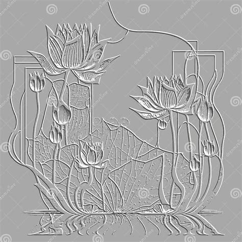 Lotus Flowers Lines 3d Textured Pattern Decorative Embossed Floral