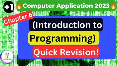 💥ca Chapter 6💥introduction To Programmingquick Revision Plus One2023 Youtube