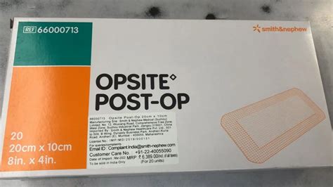 Gauze Opsite Post Op Water Proof Film Dressing Smith And Nephew For Stem Bleeding Size 5cm X
