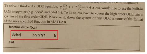 To Solve A Third Order Ode Equation Y D3 Ydx3