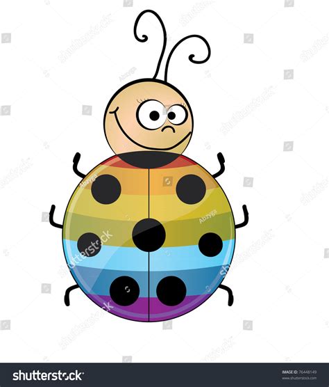 Rainbow Ladybug Looks Ahead Stock Vector Royalty Free 76448149