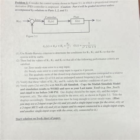 solved problem 1 consider the control system shown in