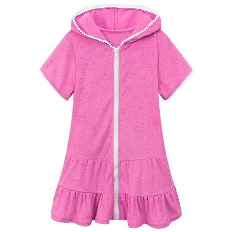 Girls Beach Cover Up Zip Up Beach Pool Bathing Suit With Hooded