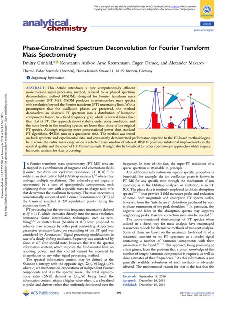 Pdf Phase Constrained Spectrum Deconvolution For Fourier Transform