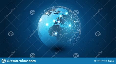 Abstract Blue Futuristic Modern Style Cloud Computing Networks Structure Telecommunications