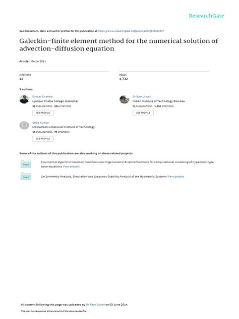Galerkin Finite Element Method For The Numerical S Pdf Finite Element Method Numerical