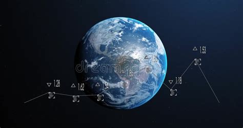 Earth Rotating With Data Points And Graphs Animation Over Space Background Stock Video Video