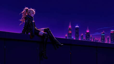 1920x1080 Cyberpunk Anime Girl And Cyberpunk City Laptop Full Hd 1080p