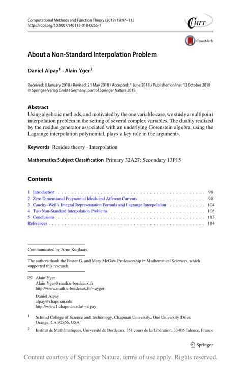 About A Non Standard Interpolation Problem Request Pdf