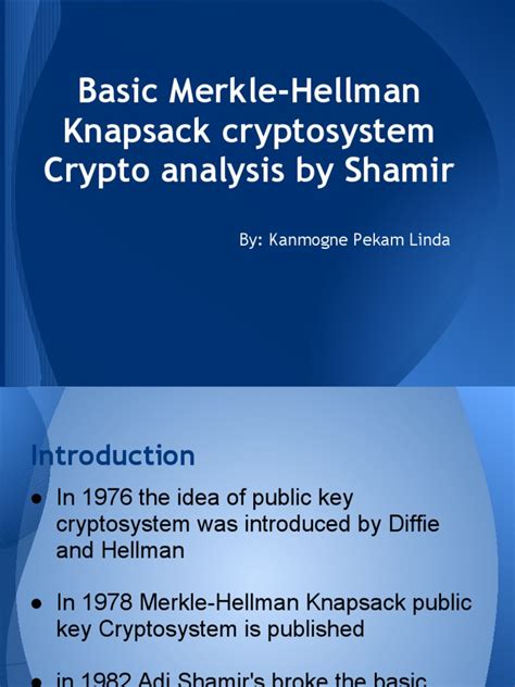Merkle Hellman Knapsack Pdf Secure Communication Military Communications