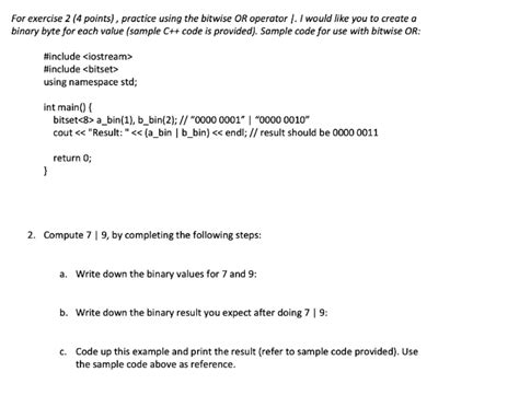 Solved For Exercise 2 4 Points Practice Using The Bitwise