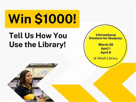 Earn 1000 For Using The Library Attend Info Sessions On The Library