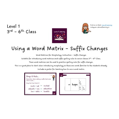 Mash 3rd 4th Class Morphology Using A Word Matrix With Suffix Rules