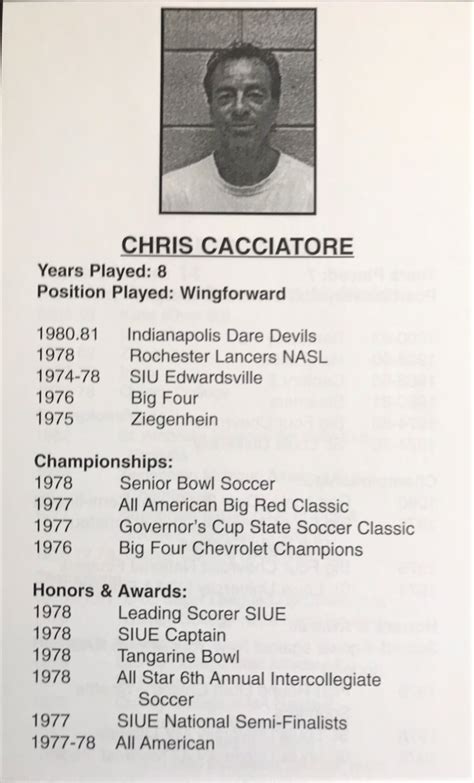 Cacciatore Chris 2010 St Louis Soccer Hall Of Fame