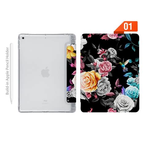 Ipad See Through Smart Case Leather Stand Cover With Pencil Holder For