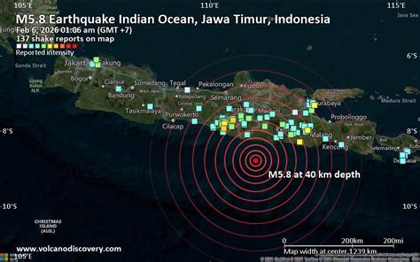 Strong Mag 58 Earthquake Indian Ocean 105 Km South Of Ponorogo