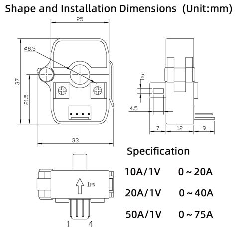 Hall Current Sensor Ac Dc 10a 30a 50a 1v Hall Current Transducer Split