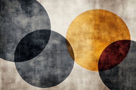 Modern Abstract Art Featuring Overlapping Circles In Muted Colors With A Textured Background