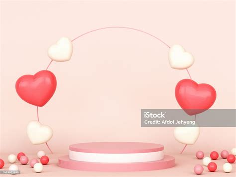 발렌타인 데이 연단 초록 발렌타인 데이 개체와 분홍색 배경이 있는 장면 0명에 대한 스톡 사진 및 기타 이미지 0명 Fashion Show Performing