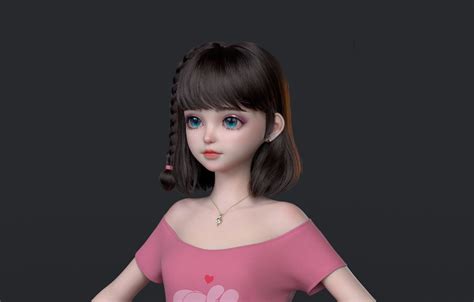 Cartoon Sexy Girl With Binding 3d Model Rigged Cgtrader