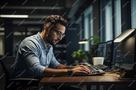 Premium Ai Image Engineer Working On A Computer In Office Engineering And Architecture Concept