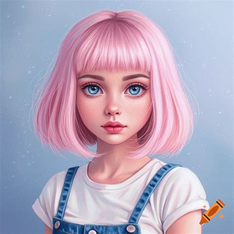 Girl With Long Pastel Pink Hair And Blunt Bangs On Craiyon