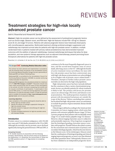 Pdf Treatment Strategies For High Risk Locally Advanced Prostate Cancer