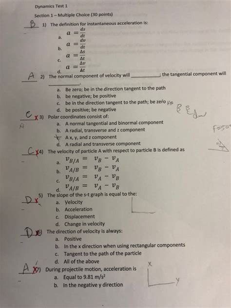 solved dynamics test 1 section 1 multiple choice 30