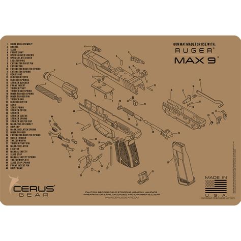 Ruger Max 9 Pistol Schematic Gun Cleaning Mat