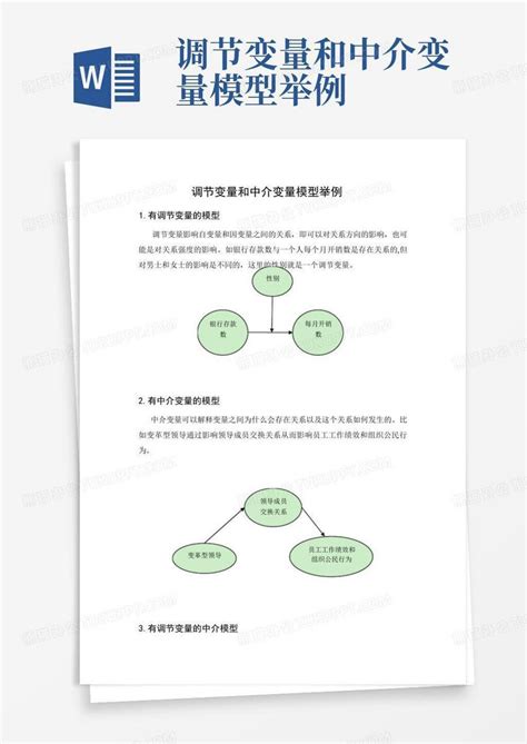 调节变量和中介变量模型举例word模板下载编号qkmebyrj熊猫办公