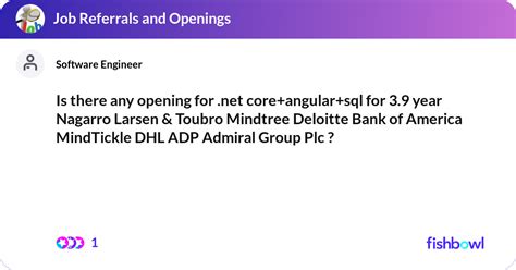 Is There Any Opening For Net Core Angular Sql For Fishbowl