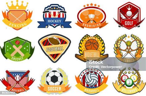 스포츠 게임 팀 로고 플레이 토너먼트 레이블 챔피언 상징 리그 경쟁 상징 벡터 일러스트 레이 션 교육에 대한 스톡 벡터 아트 및 기타 이미지 Istock