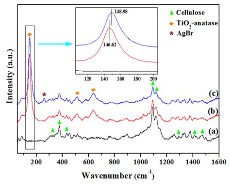 Raman Spectra Of Neat Paper A Paper Tio2 B And Paper Tio2 Agbr C Download Scientific