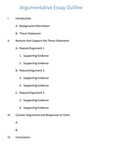Free 10 Argument Essay Outline Samples In Pdf