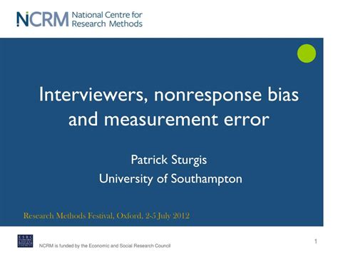 Ppt Interviewers Nonresponse Bias And Measurement Error Powerpoint