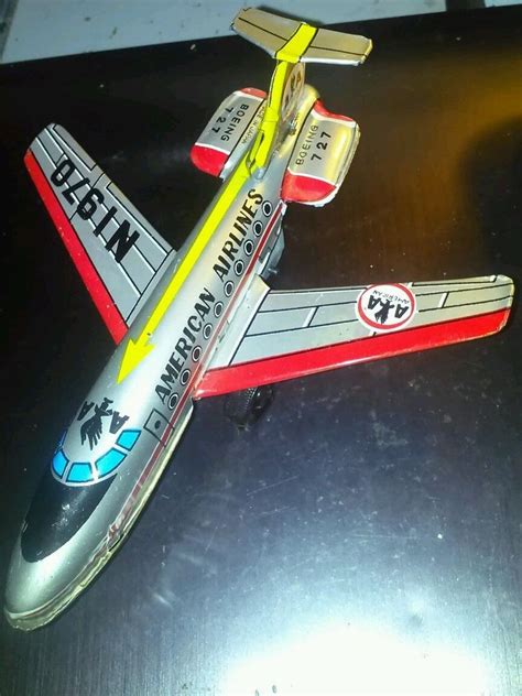 Vintage American Airlines Boeing 727 Tin Litho Airplane Friction Toy 1802279458