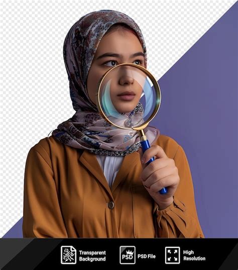 Premium Psd Psd Picture Girl Looking Through A Magnifying Glass Png Psd
