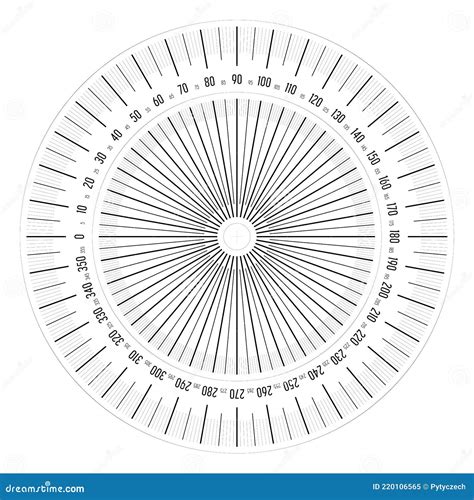 Full 360 Degrees Protractor Measuring Instrument Cartoon Vector 220106565