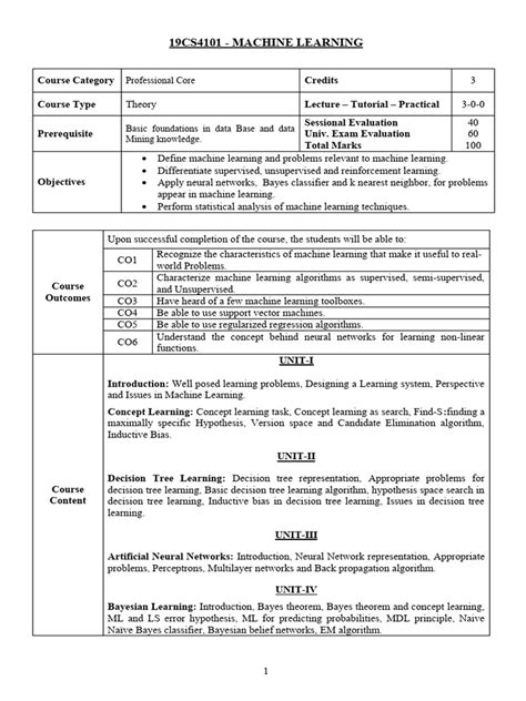 19cs4101 machine learning pdf machine learning applied mathematics