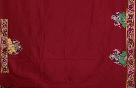 Maroon Doli Barat Marrage Theme Pattachitra Saree Indianvillèz