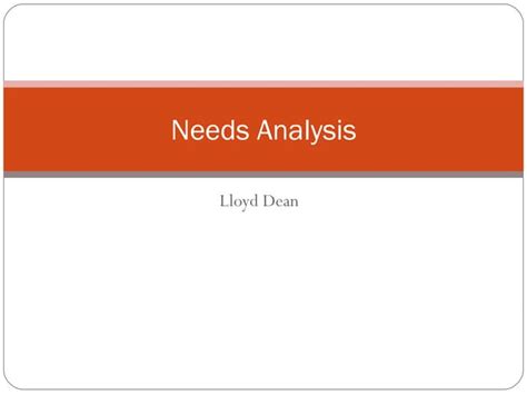 Needs Analysis Ppt