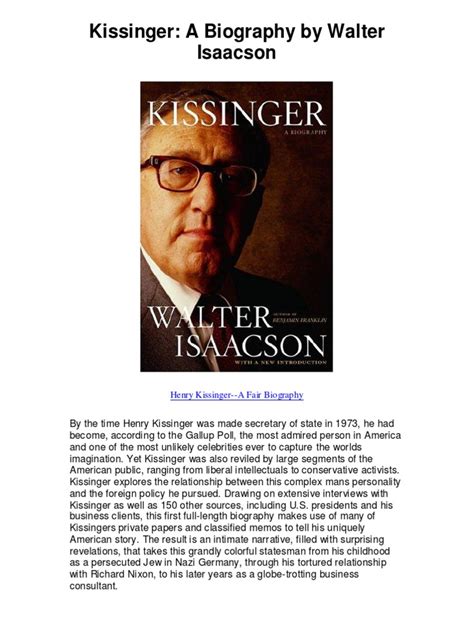 Kissinger A Biography By Walter Isaacson Henry Kissinger A Fair