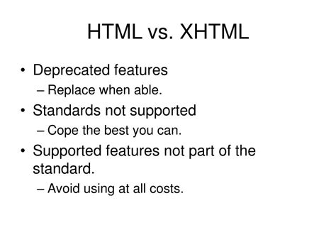 PPT A Look At HTML And XHTML PowerPoint Presentation Free Download ID