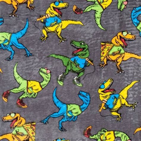 Cool T Rex Velvet Fleece Fabric Dinosaur Fabric 100 Etsy