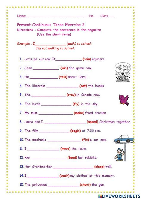 Present Continuous Tense Negative Ex 2 Online Exercise For Live Worksheets
