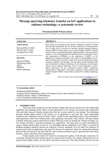Message Querying Telemetry Transfer On Iot Applications To Enhance Technology A Systematic