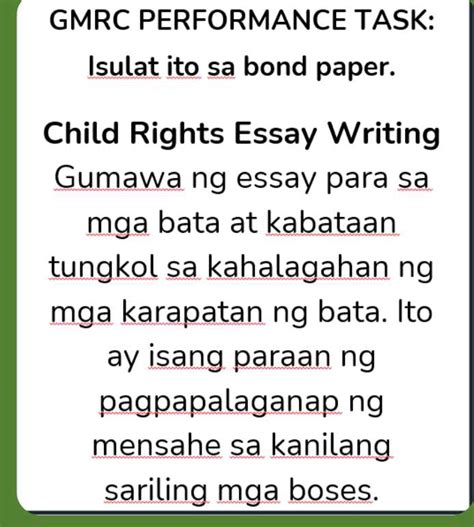 GMRC PERFORMANCE TASK Isulat Ito Sa Bond StudyX