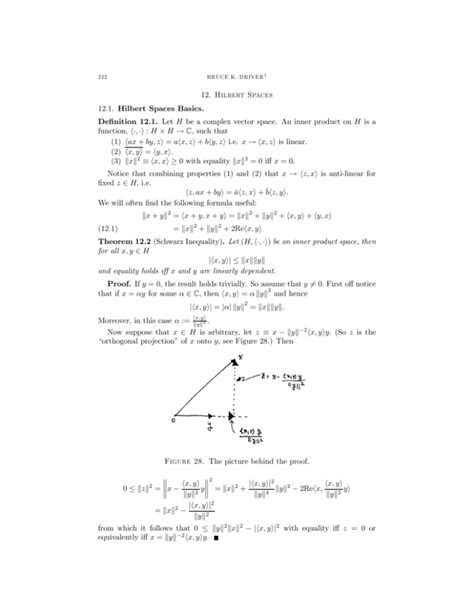 Hilbert Spaces Basics Definitions Theorems And Proofs
