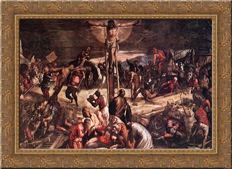 Crucifixion Detail 1 24x19 Gold Ornate Wood Framed Canvas Art By