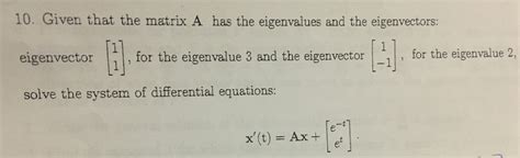 Solved 10 Given That The Matrix A Has The Eigenvalues And